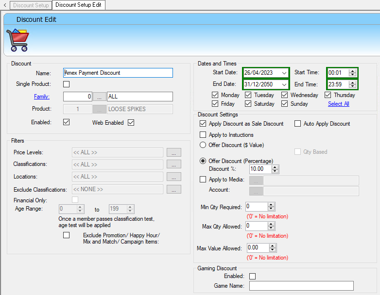 Configure For Online Payment Discounts