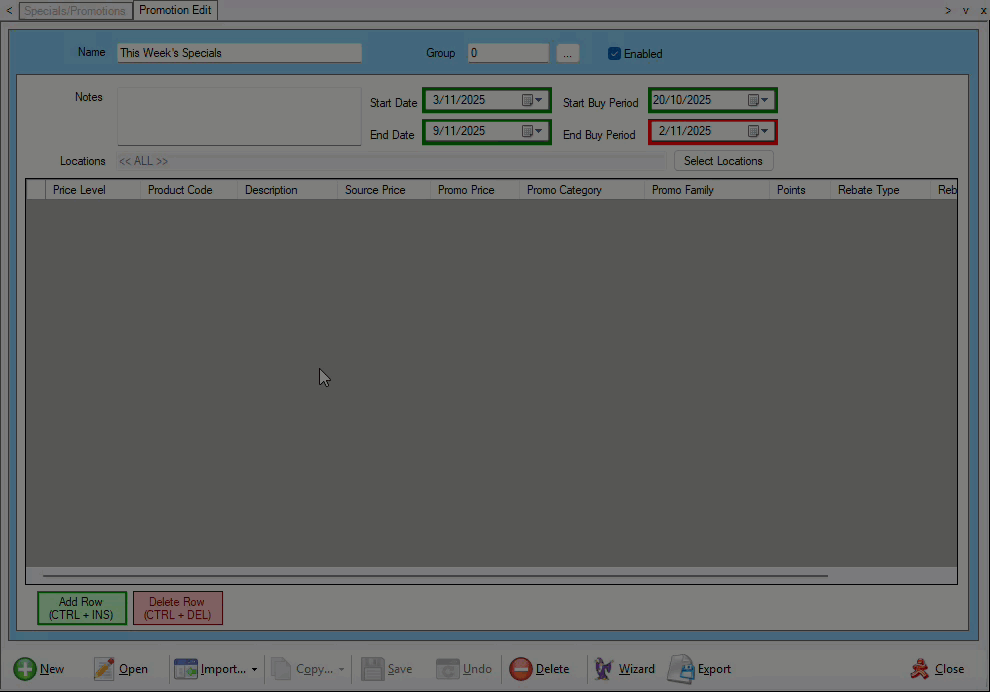 Configure A Special / Promotion