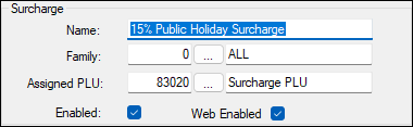 Surcharge Setup