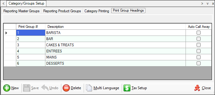 Print Group Headings