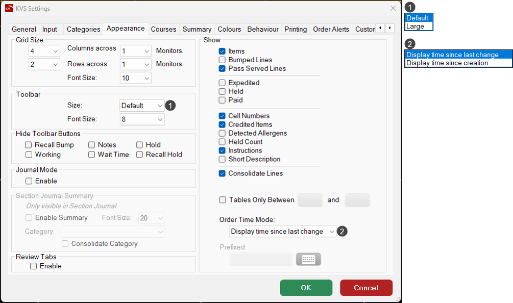 Configuration Tabs - KVS