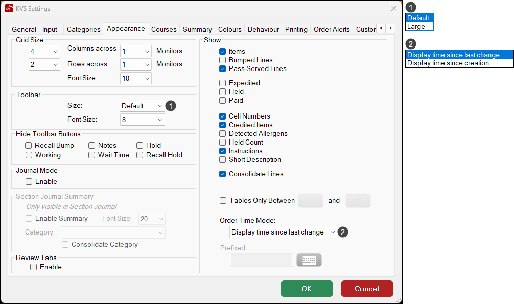 Configuration Tabs - KVS