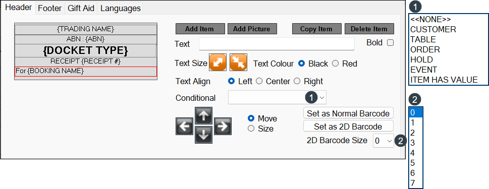 Receipt Header / Footer